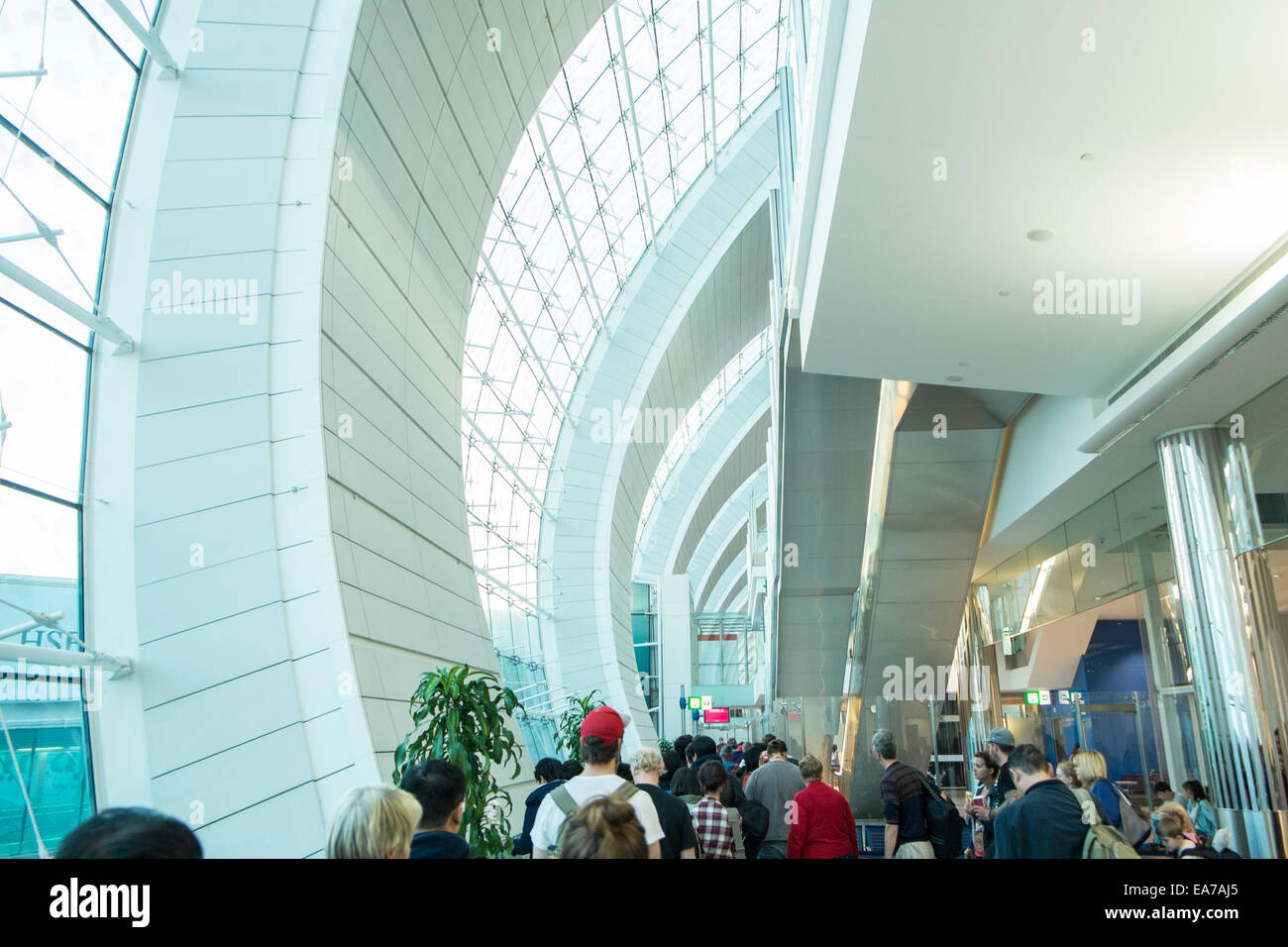 Interior of airport terminal building at Dubai International Airport ...