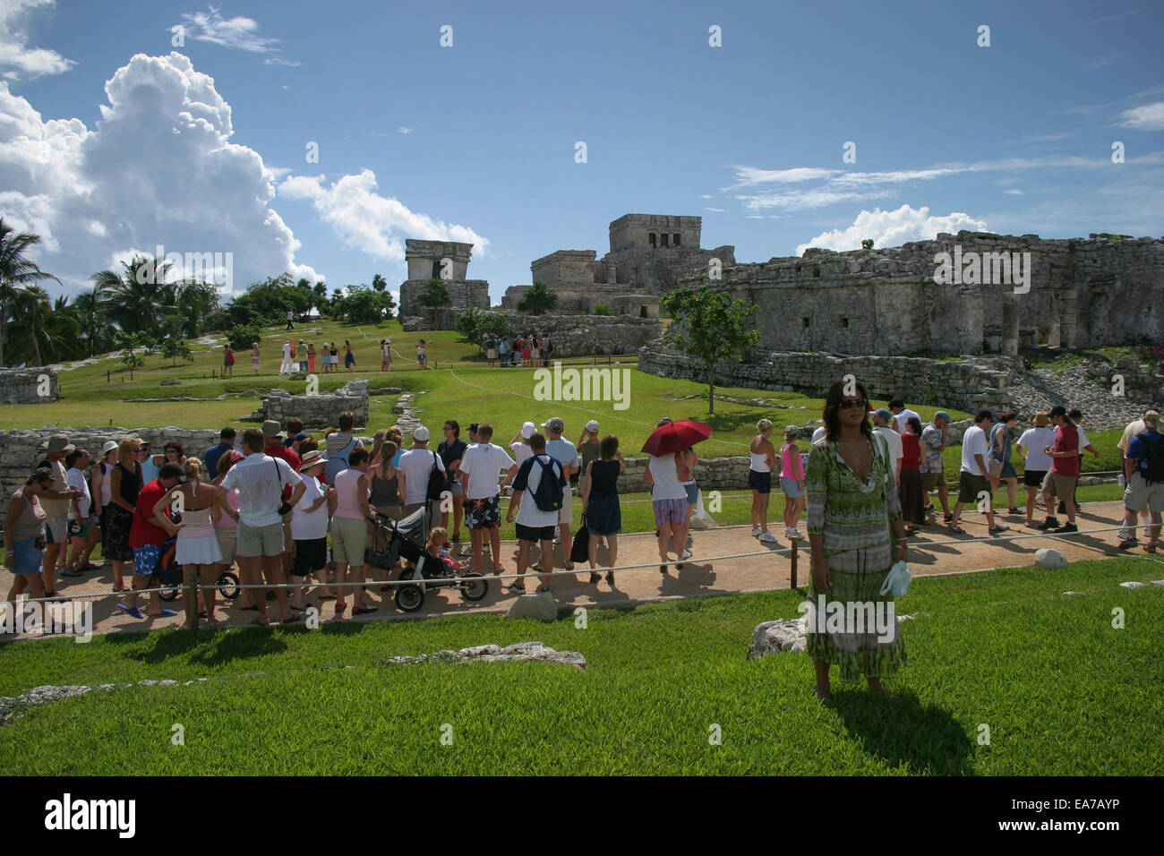 Tourists visiting the Mayan ruins at Tulum, Mexico Stock Photo - Alamy