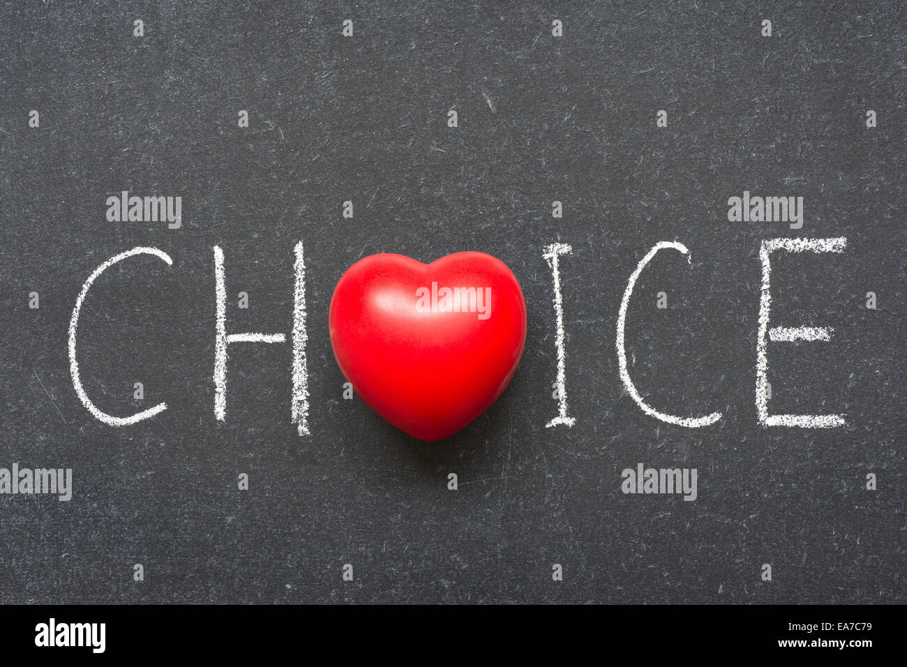 choice word handwritten on blackboard with heart symbol instead of O ...