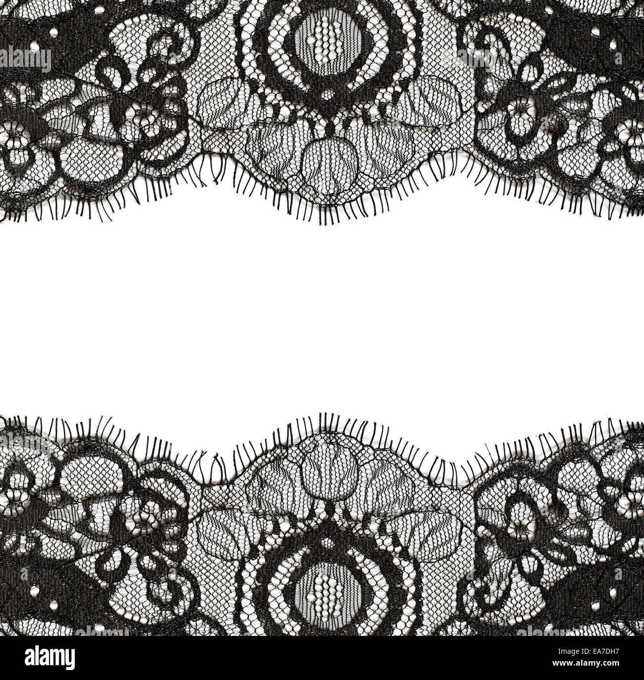 Black lace edges on white background Stock Photo - Alamy