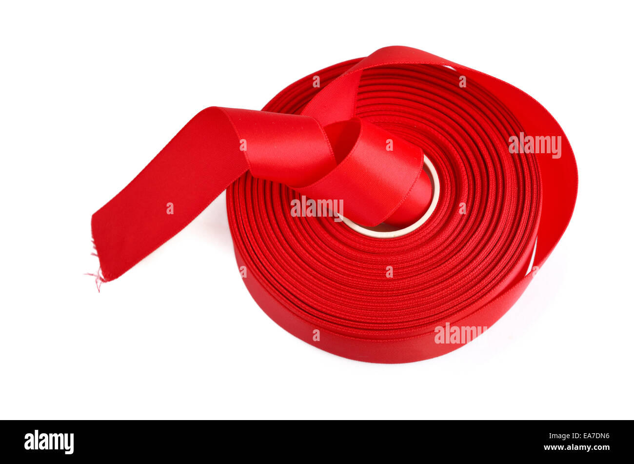 Red ribbon spiral on white hi-res stock photography and images - Alamy