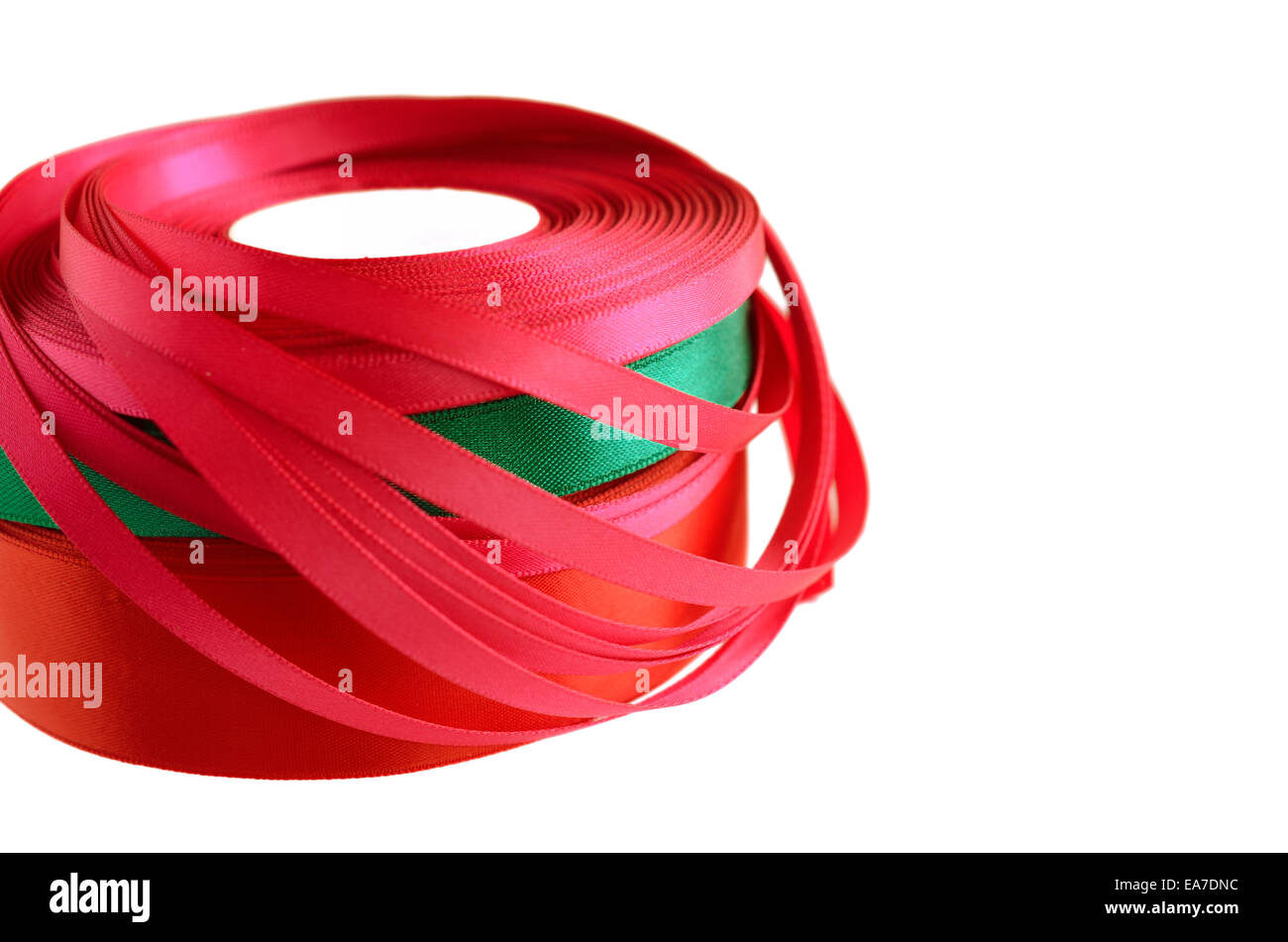 Stack ribbon rolls on white Stock Photo - Alamy