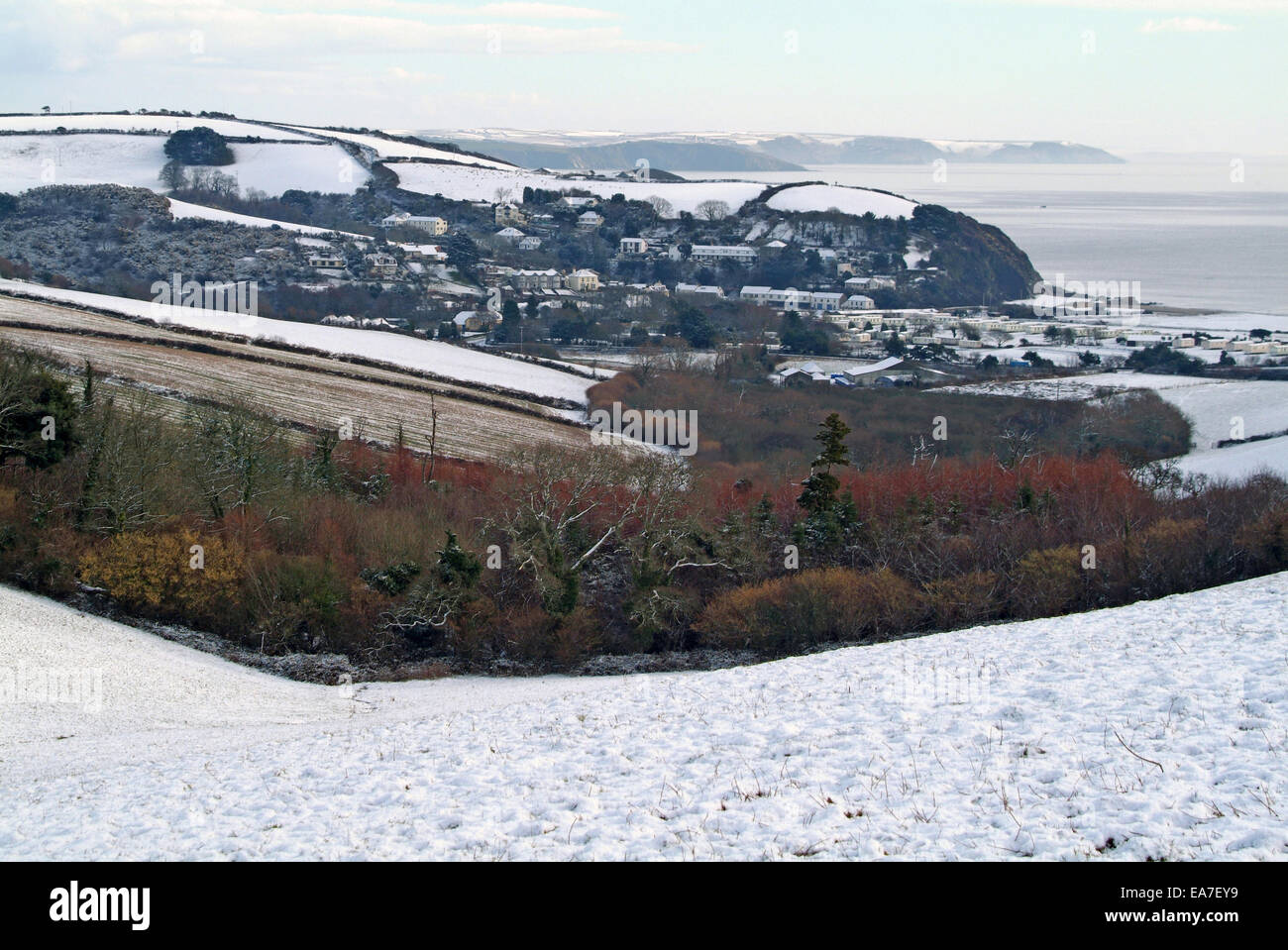 Pentewan winter landscape Cornwall England Stock Photo - Alamy