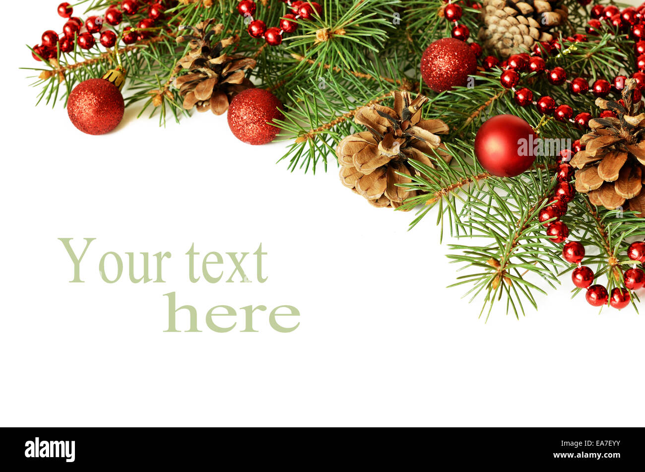 Christmas decorations on white background Stock Photo - Alamy