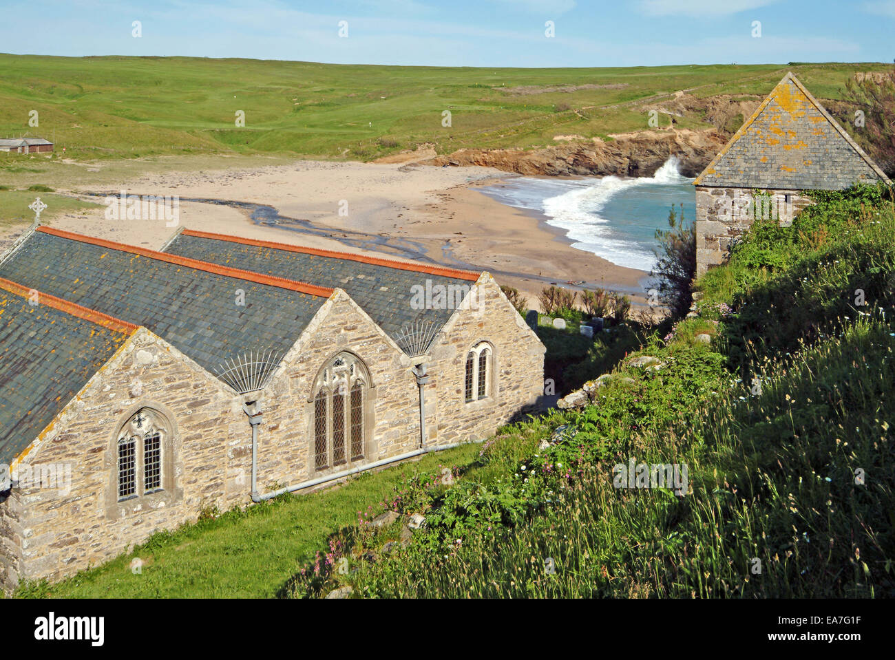 15th century Church of St Winwaloe Gunwalloe Church Cove Helston The ...