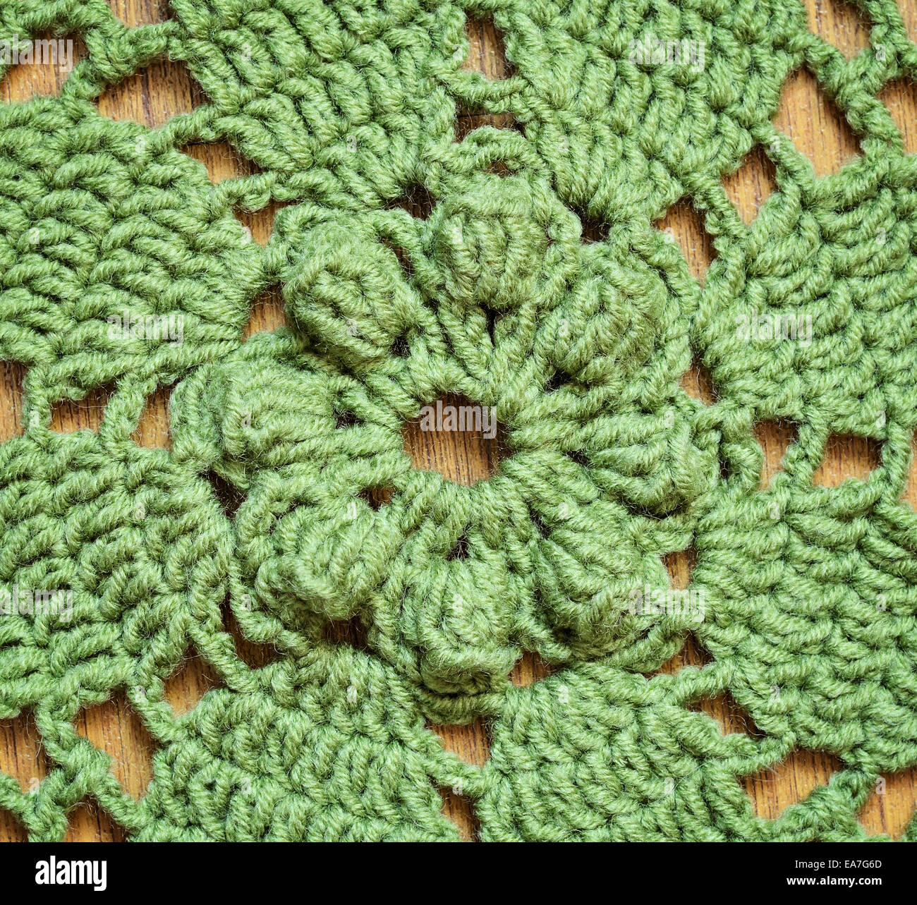Green woolen crochet detail for background Stock Photo - Alamy