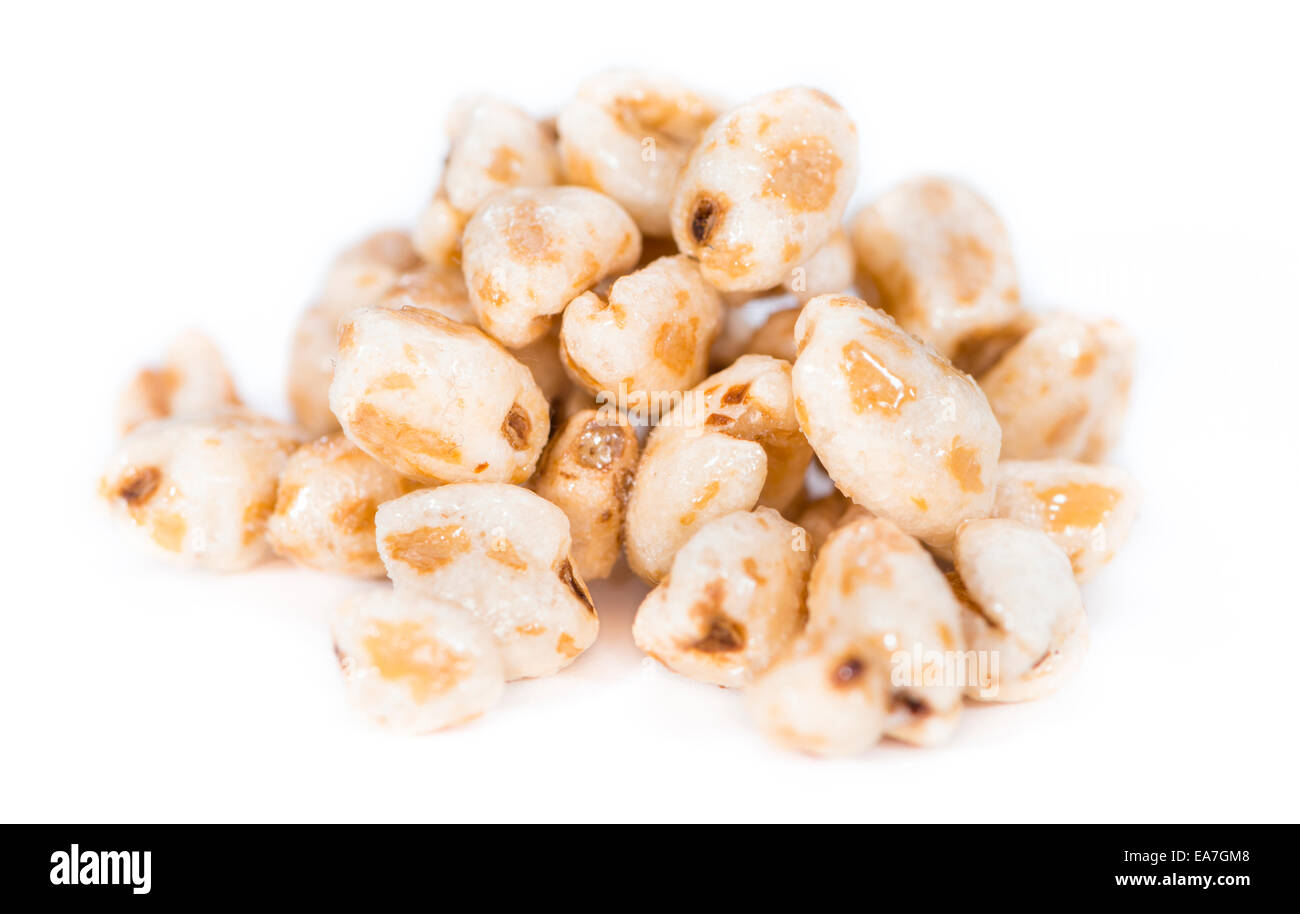 Portion of puffed wheat isolated on pure white background Stock Photo ...