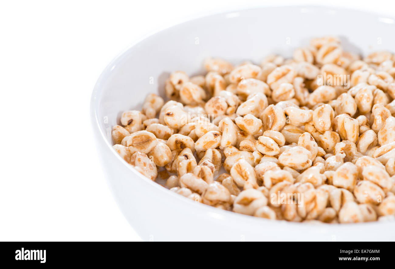 Portion of puffed wheat isolated on pure white background Stock Photo ...