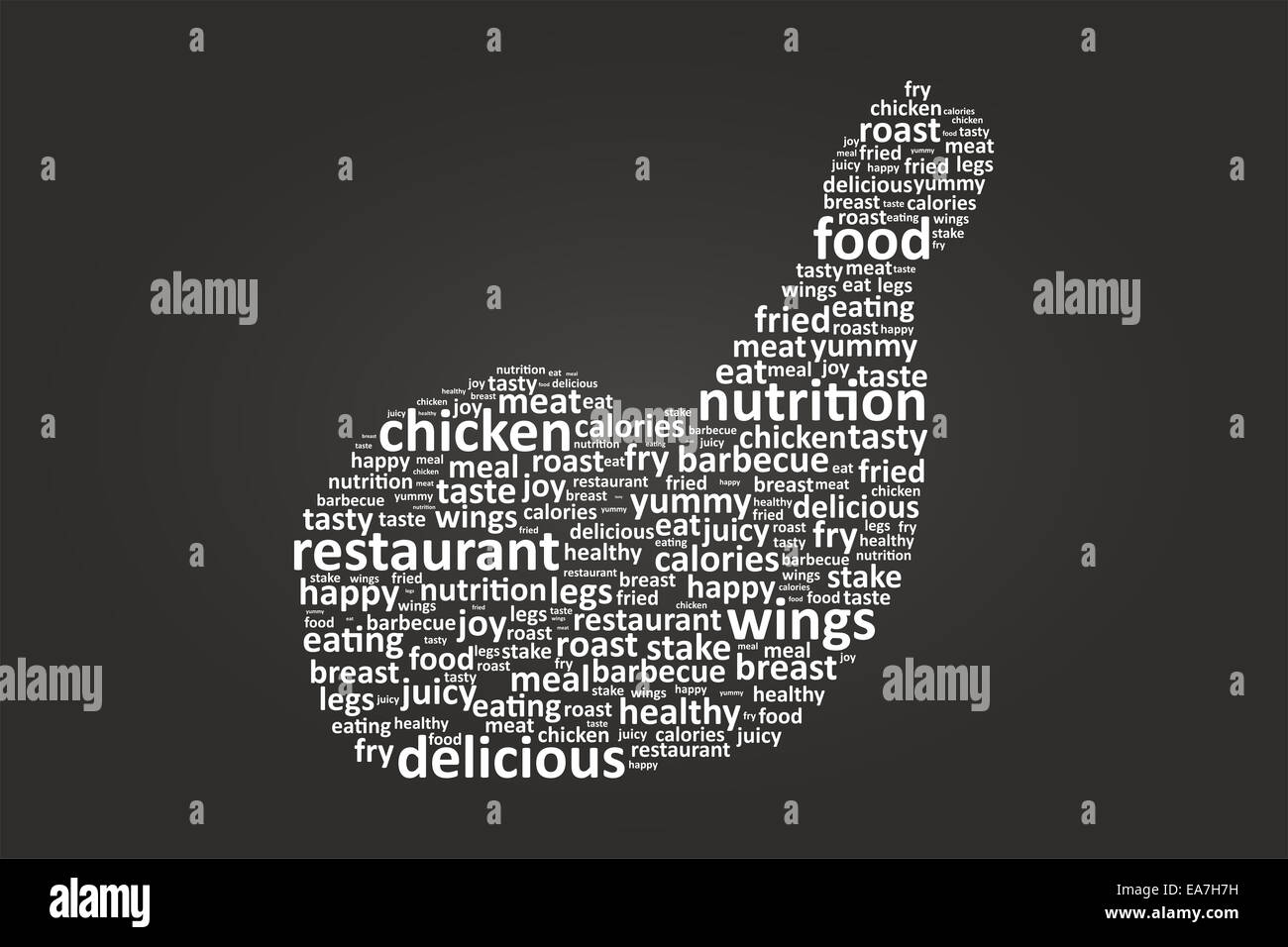 Chicken Shape Food Word Cloud On Blackboard Stock Photo - Alamy