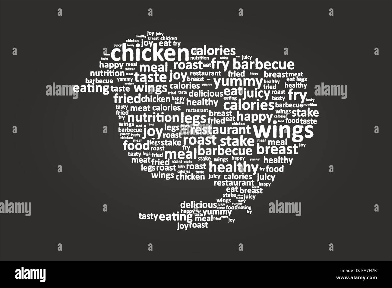 Chicken Shape Food Word Cloud On Blackboard Stock Photo - Alamy