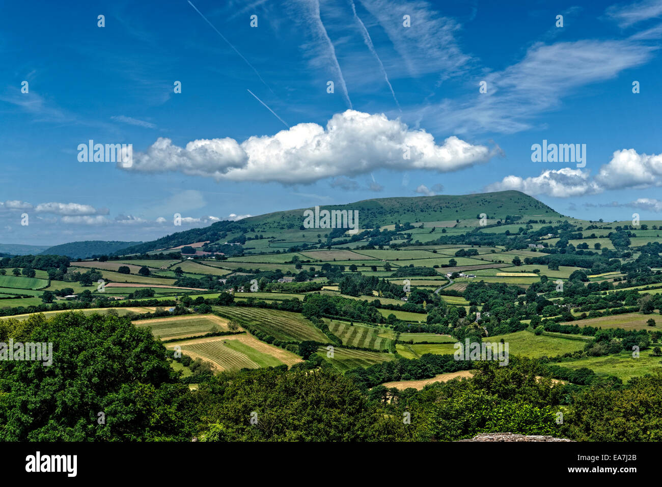 Looking across a valley towards Skirrid Fawr Mountain, from White ...