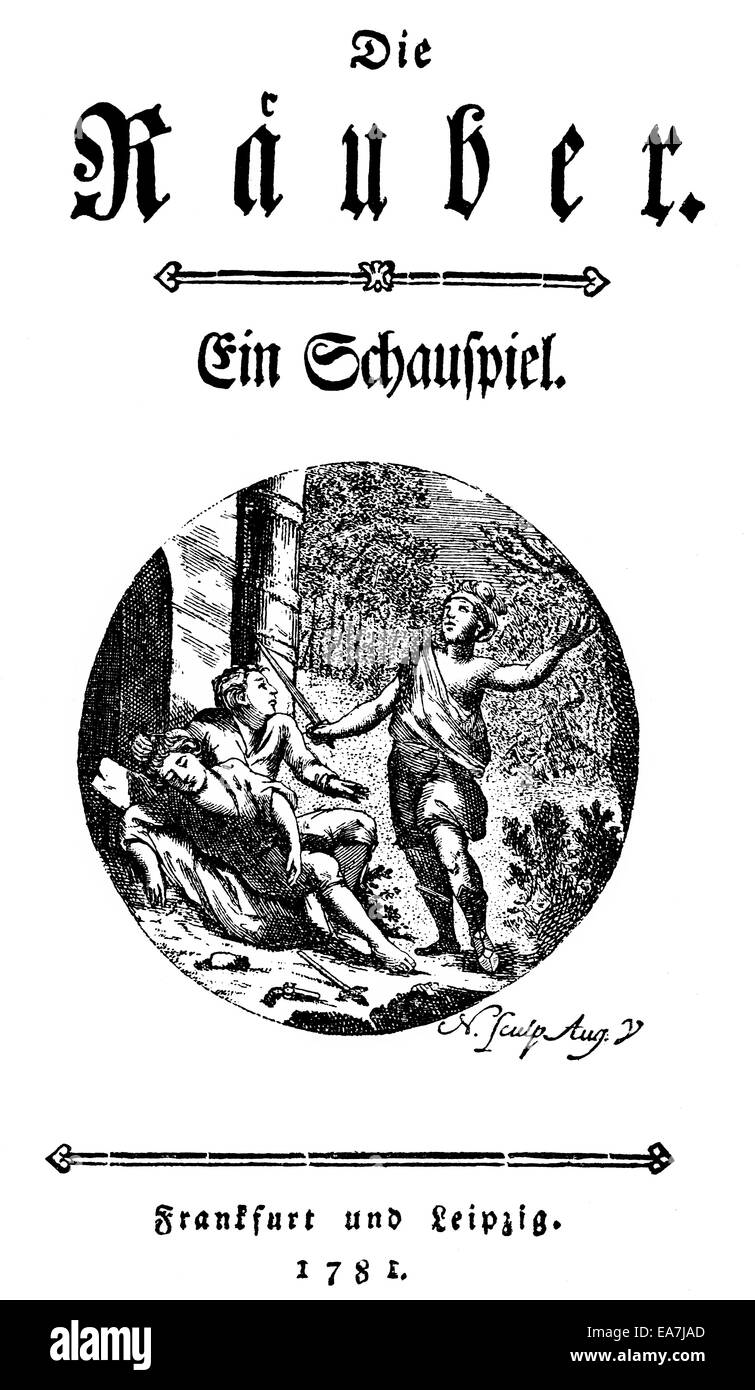 Historical print, 1781, title of the first edition of Die Raeuber, The ...