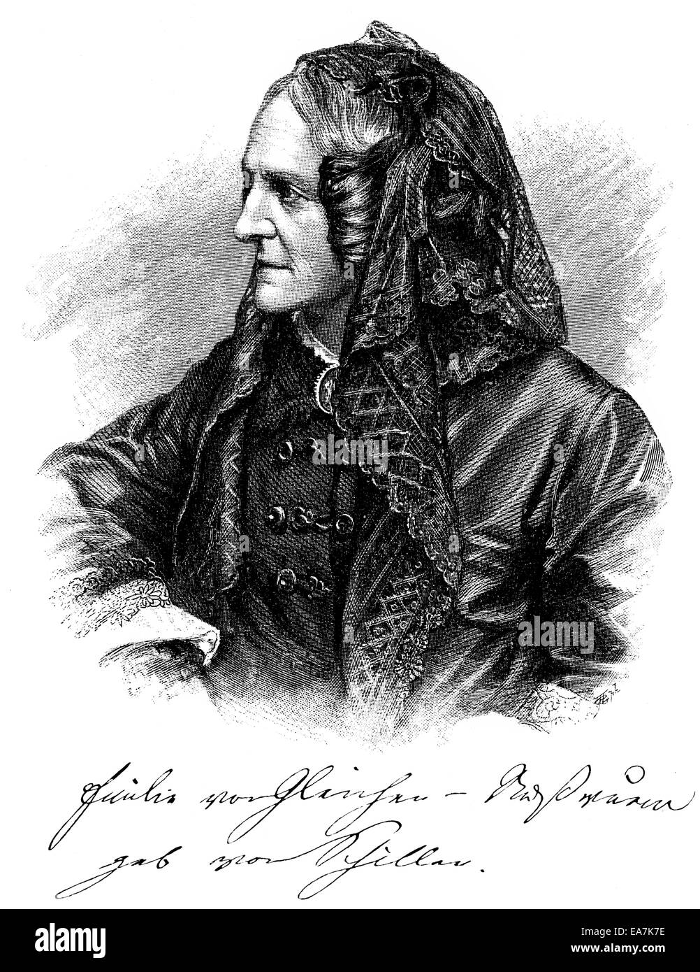 Emilie Friederike Henriette von Gleichen-Russwurm, 1804 - 1872, the youngest daughter of Johann ...