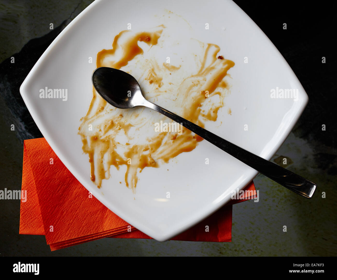 Closeup of an empty plate after the dessert was finished Stock Photo ...