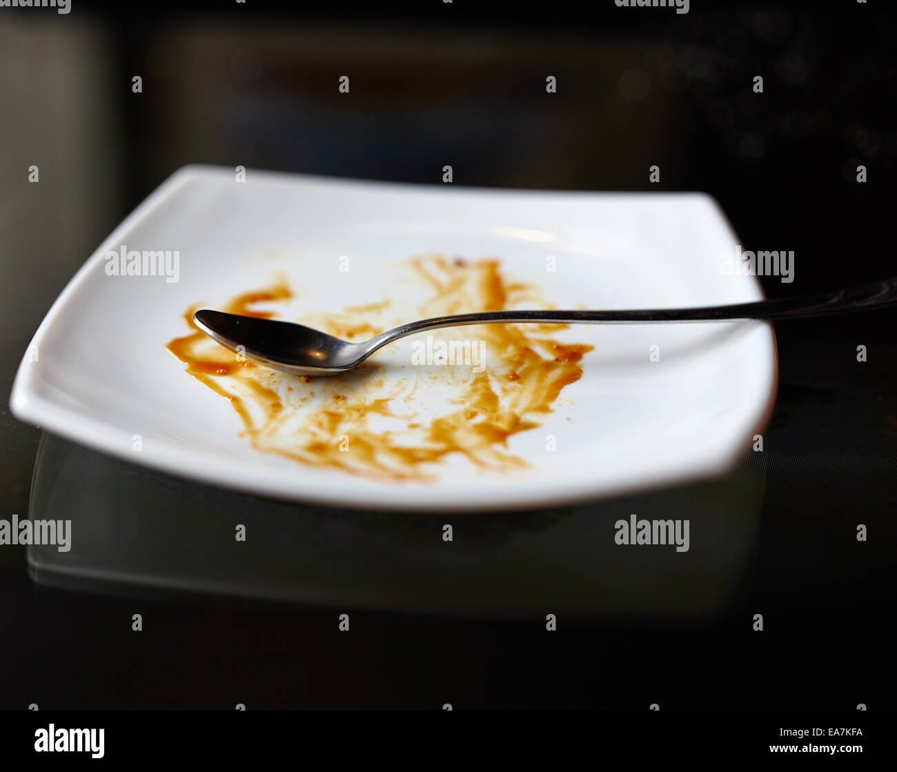Closeup of an empty plate after the dessert was finished Stock Photo ...