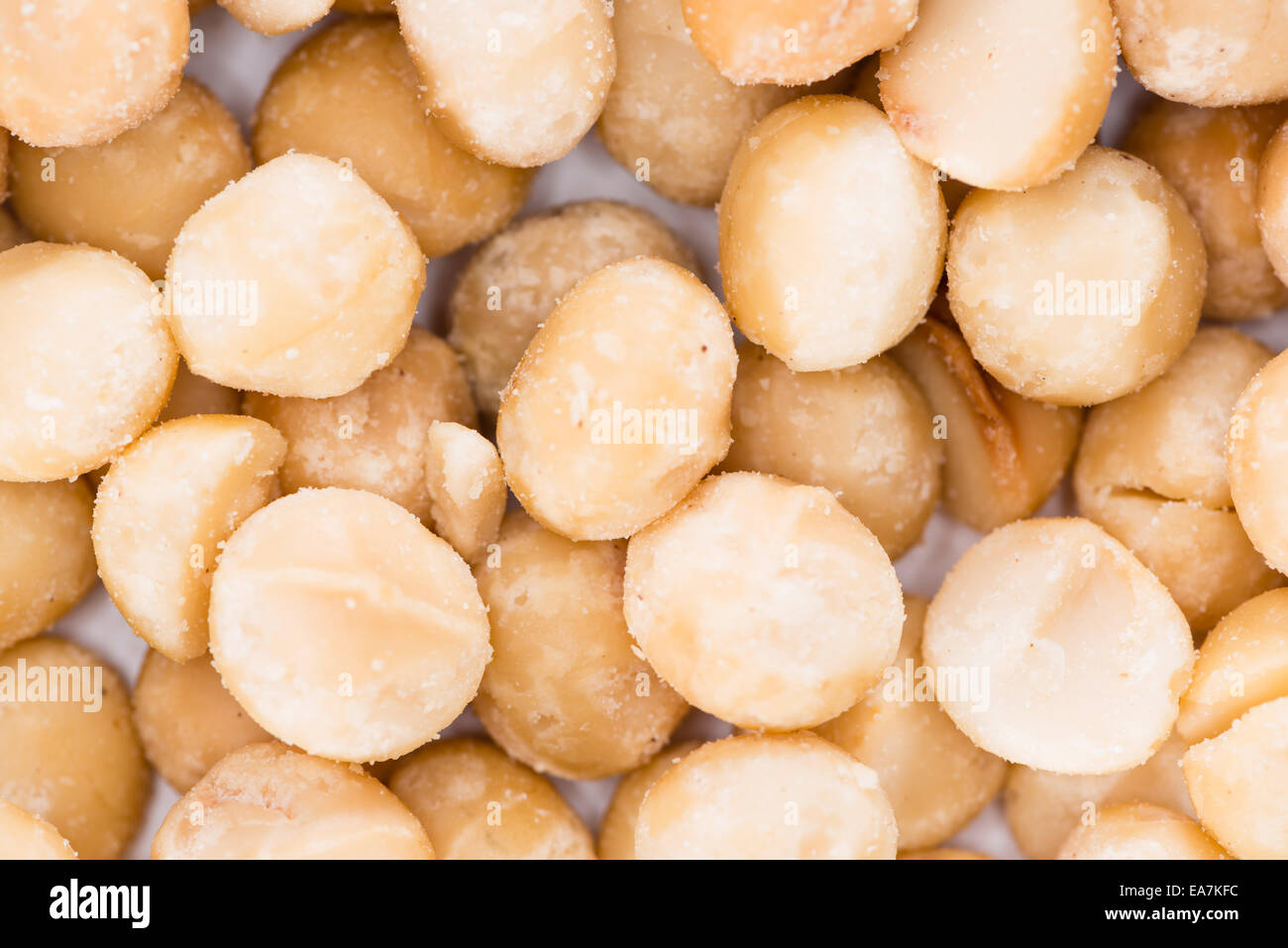 Portion of Macadamia nuts (roasted and salted) for use as background ...