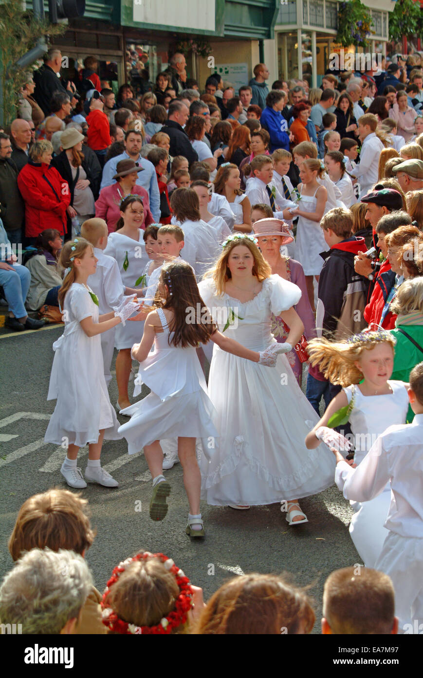 The Childrens Dance down Maneage Street to the Guildhall on Flora Day ...