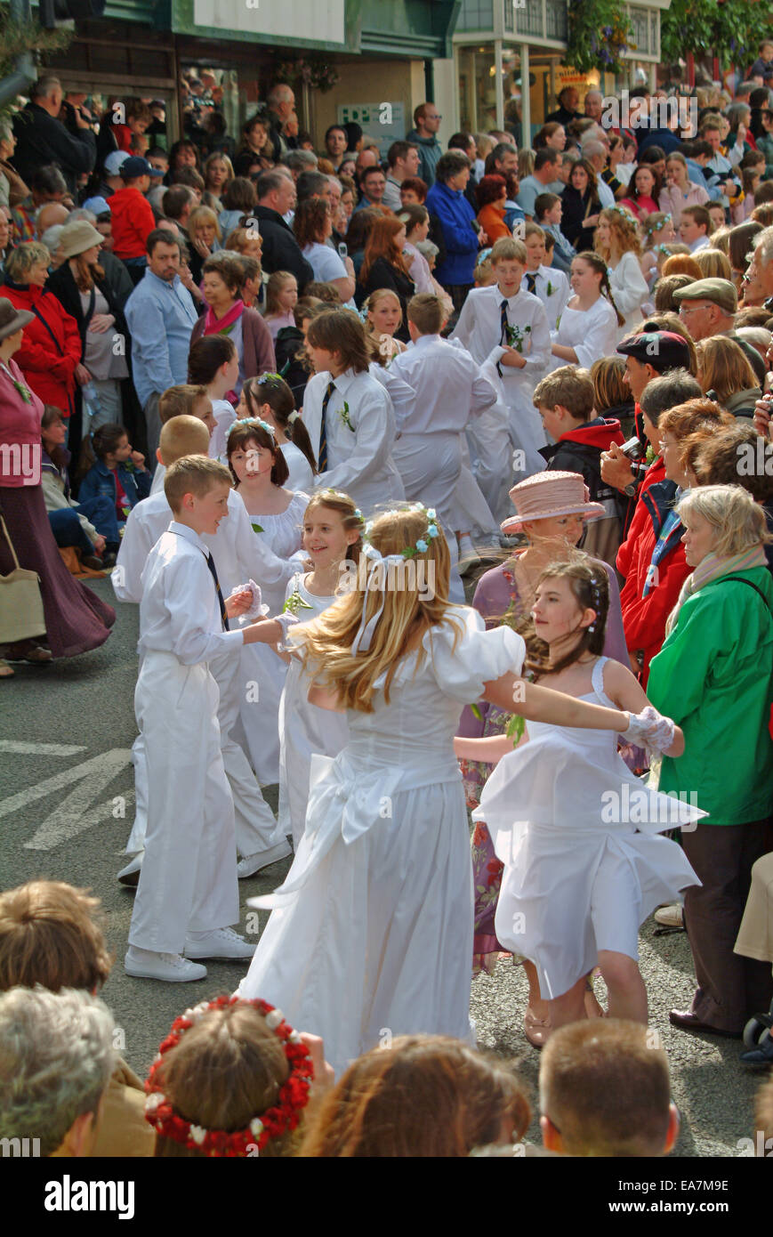 The Childrens Dance down Maneage Street to the Guildhall on Flora Day ...