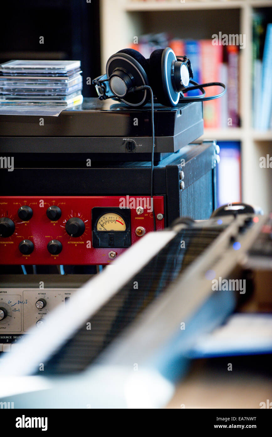 The recording studio of Composer Ned Bigham at his West Sussex home ...