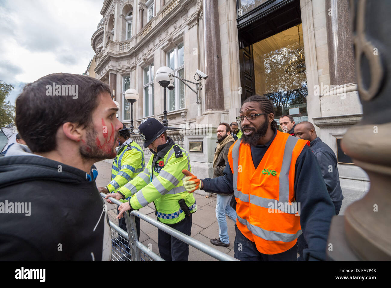 London, UK. 7th Nov, 2014. Protest against Taiji Dolphin slaughter ...
