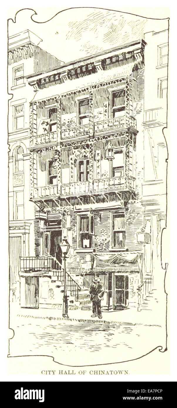 An 1898 illustration showing the City Hall of Chinatown, highlighting ...
