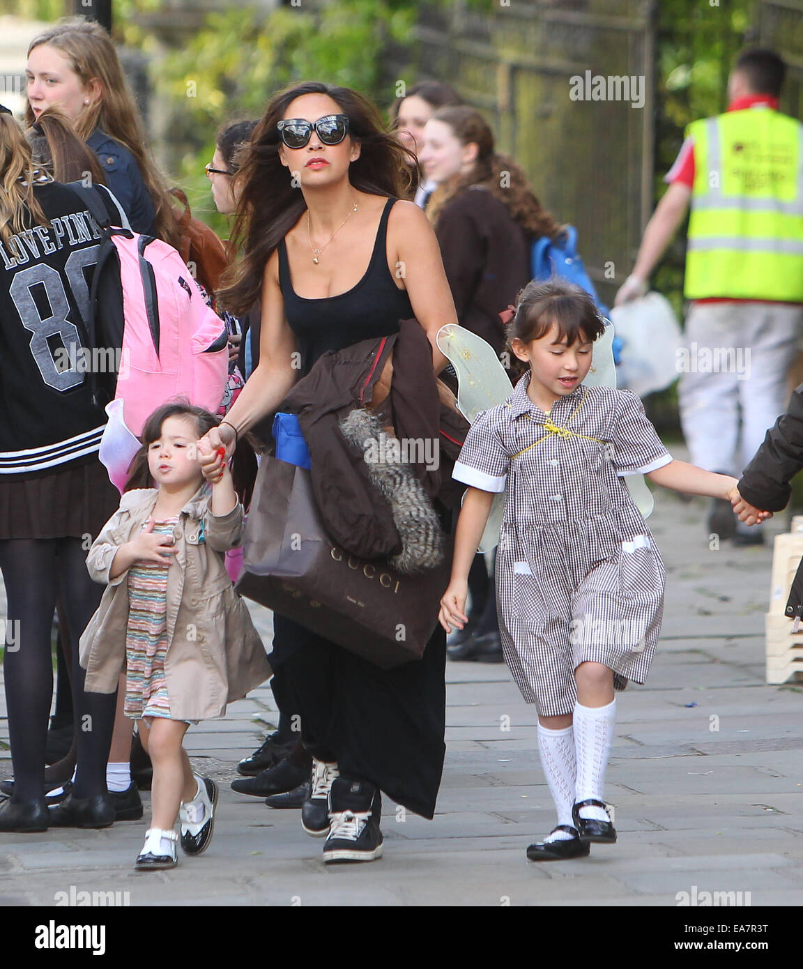 Myleene Klass out near her London home with her daughters Ava and Hero ...
