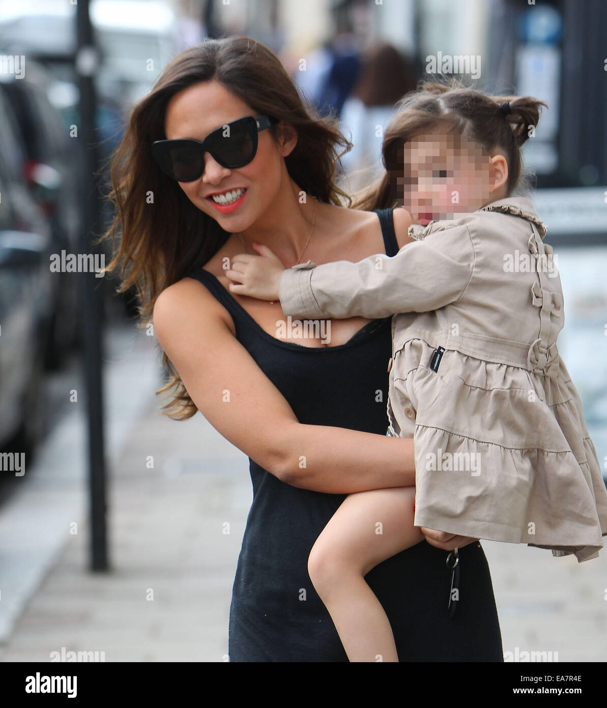 Myleene Klass out near her London home with her daughters Ava and Hero ...