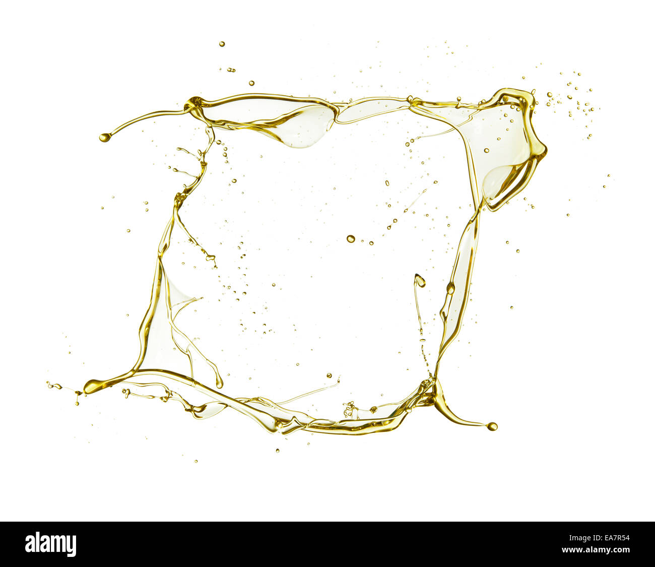 Oil splash in frame shape isolated on white background Stock Photo - Alamy
