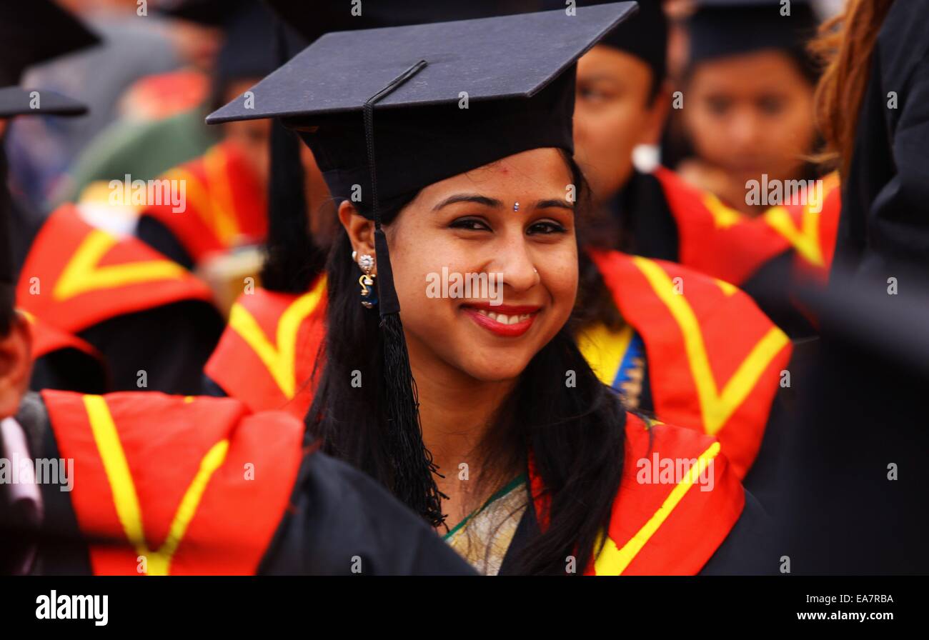 Kathmandu, Nepal. 8th Nov, 2014. A graduated medical student smiles ...