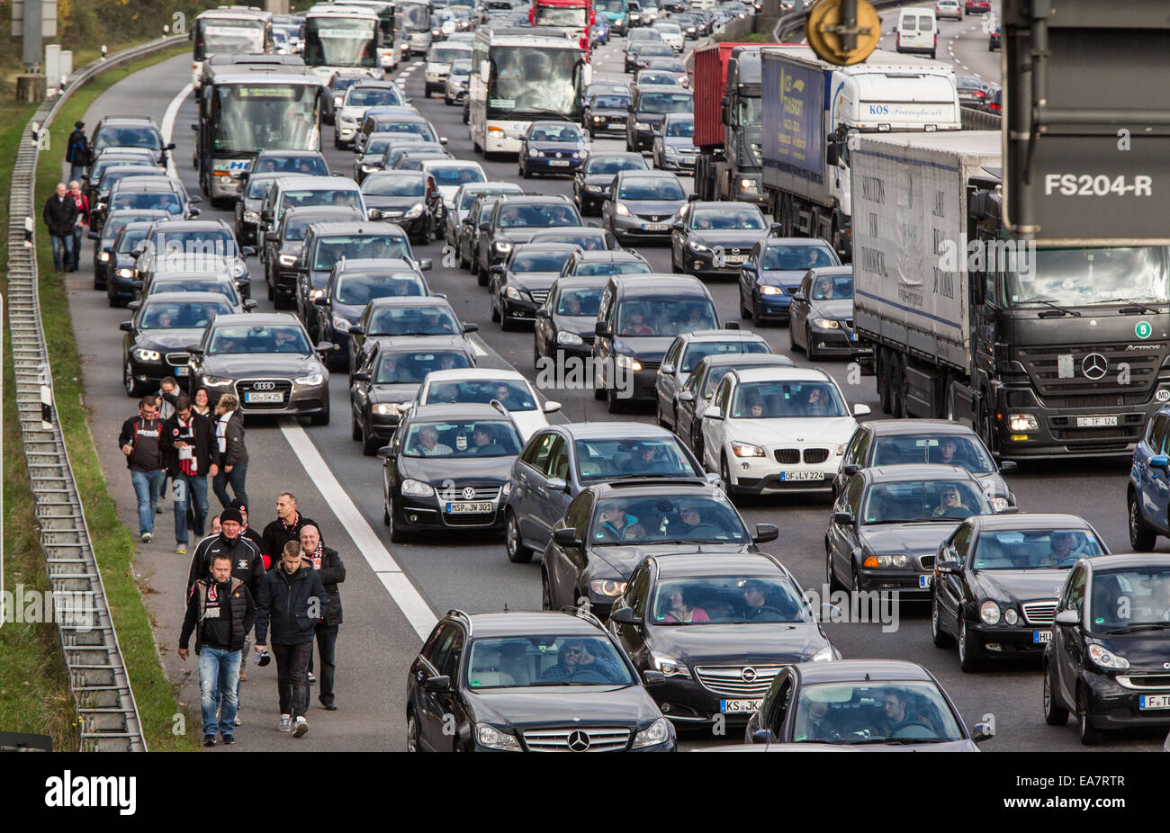 Frankfurt am Main, Germany. 8th Nov, 2014. A traffic jam on highway A3 ...