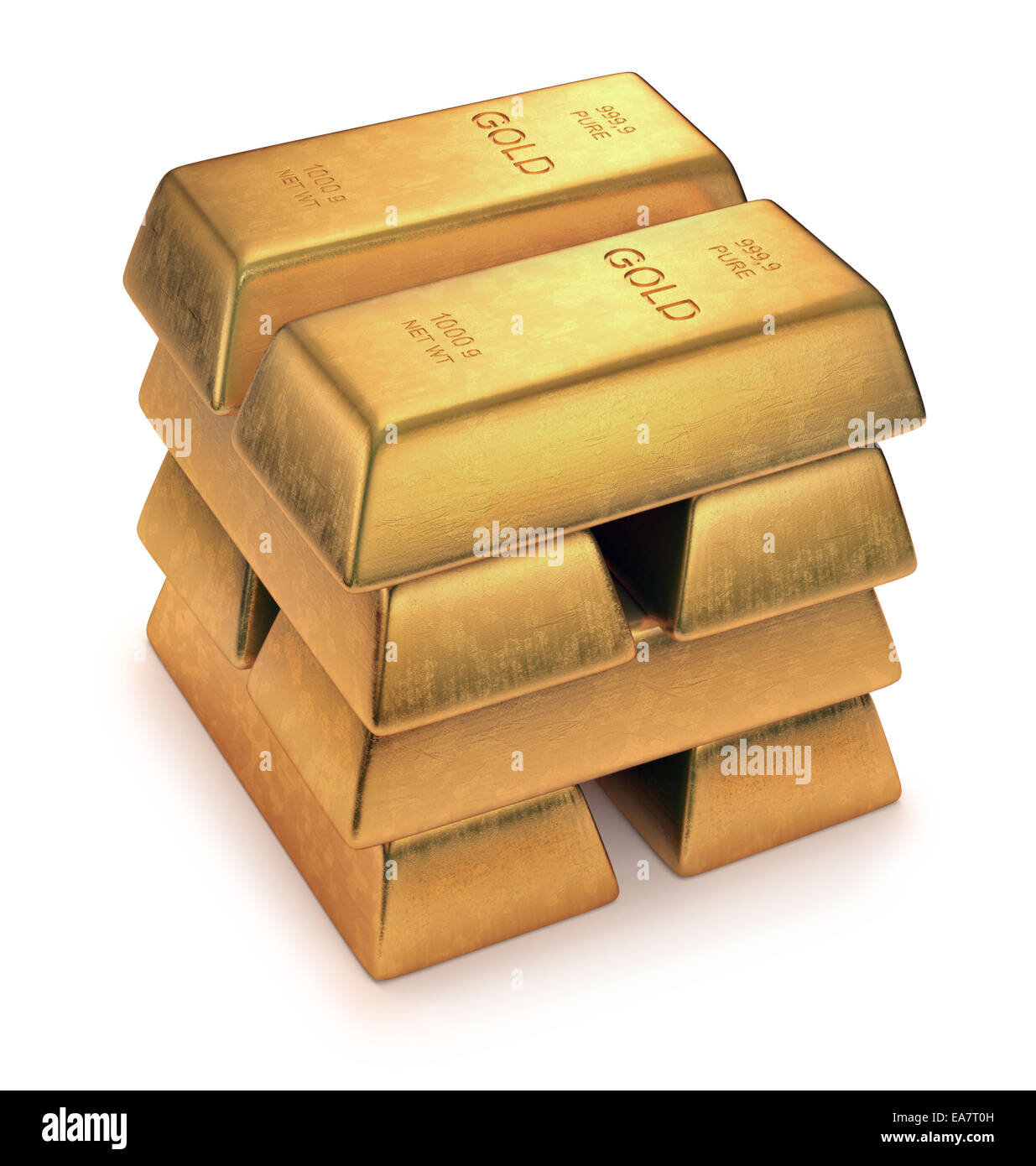 Gold Bars on white background. Clipping path included Stock Photo - Alamy