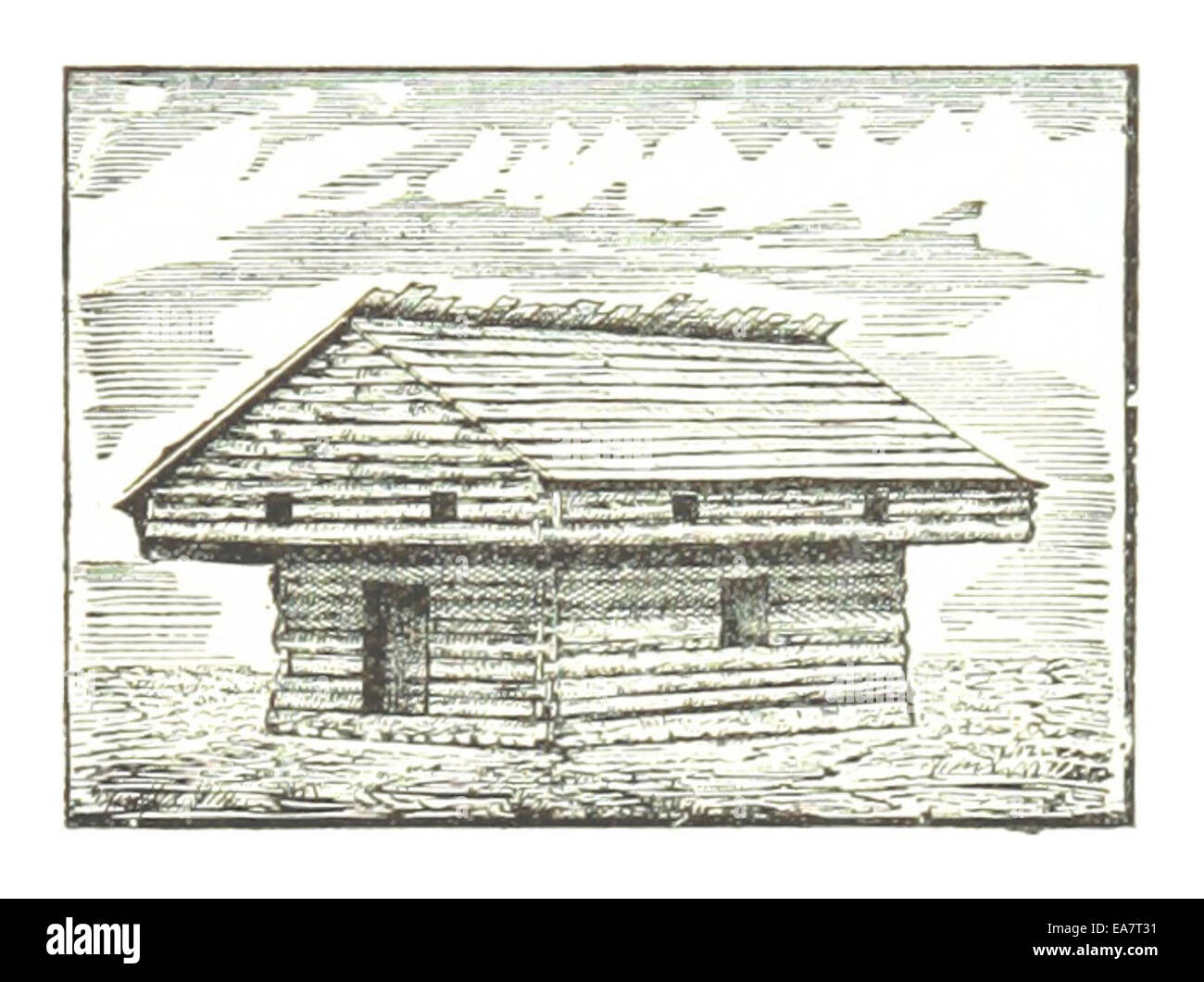 An 1884 illustration showing the *Old Blockhouse* on Jefferson Avenue ...