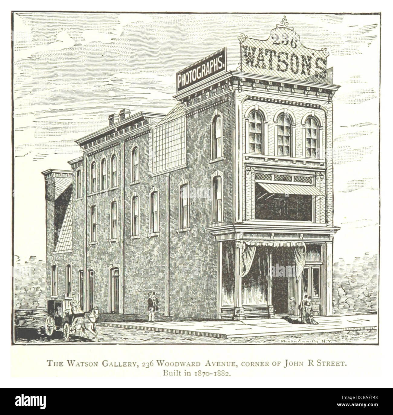 Farmer's 1884 illustration depicts the Watson Gallery on Woodward ...