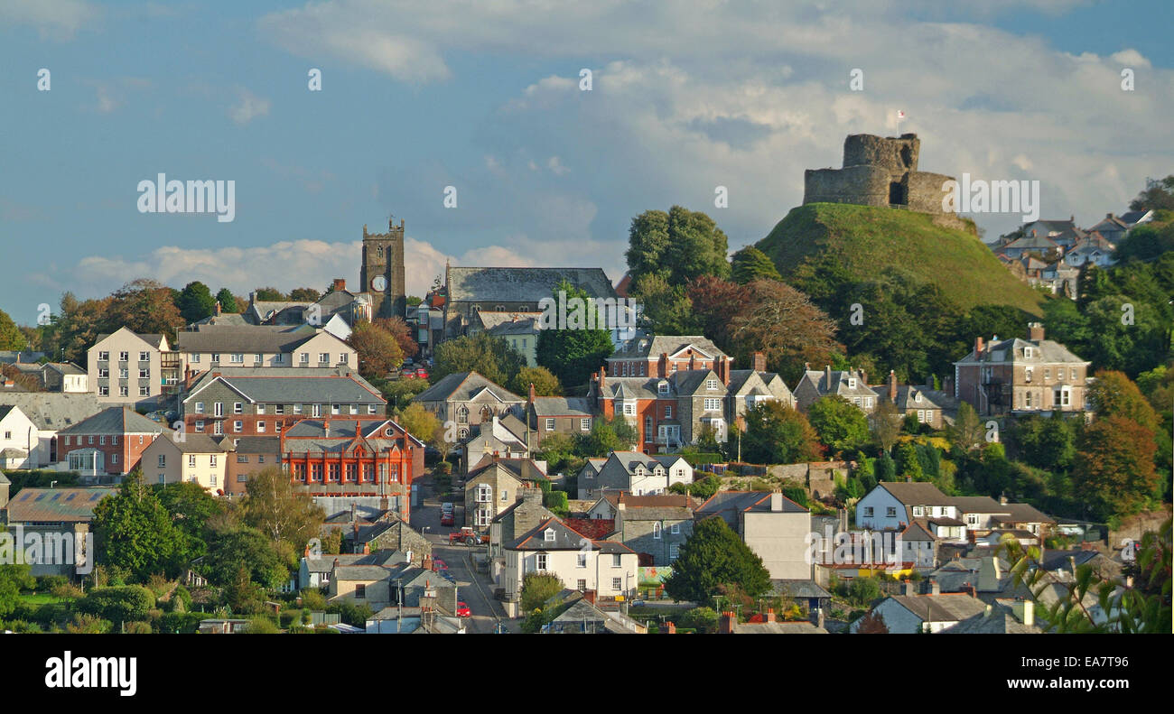 Looking down onto Launceston Town from the north west with views of ...