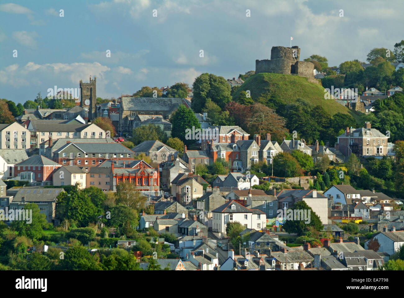 Looking down onto Launceston Town from the north west with views of ...