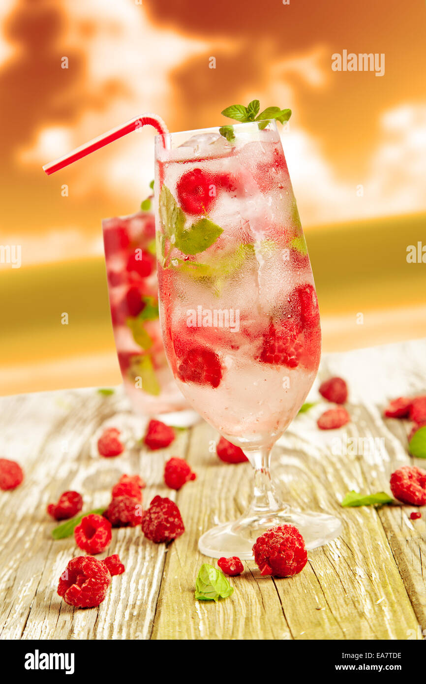 Fresh summer cocktail with raspberries Stock Photo - Alamy