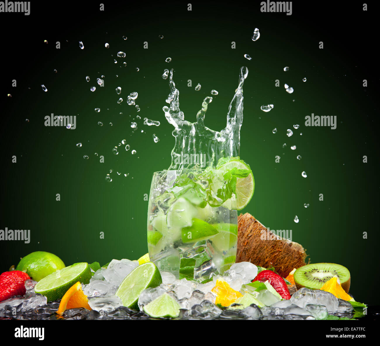 Fruit cocktail with dark background Stock Photo - Alamy