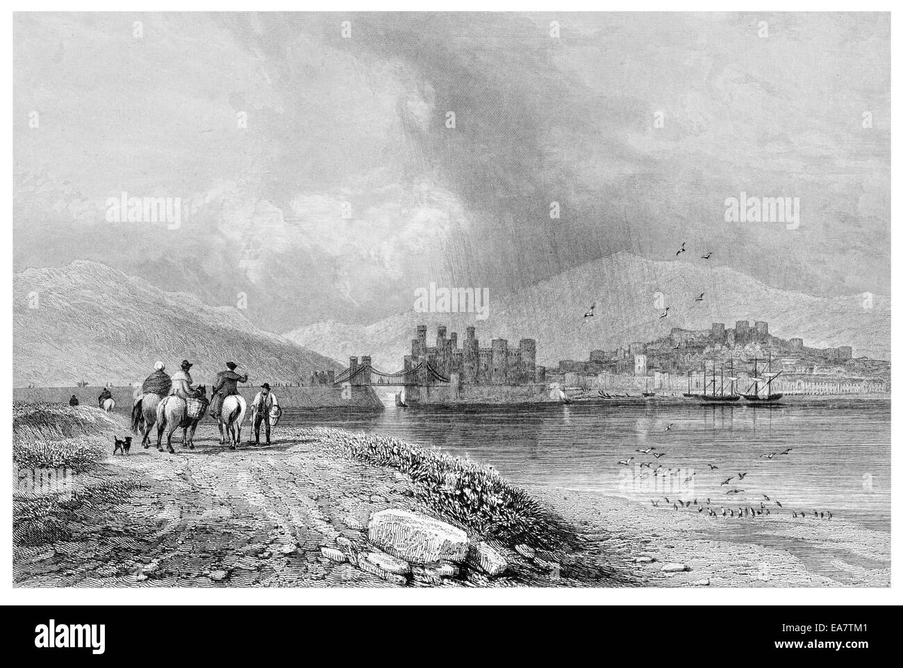 Conway Castle Castell Conwy medieval fortification river Conwy north ...