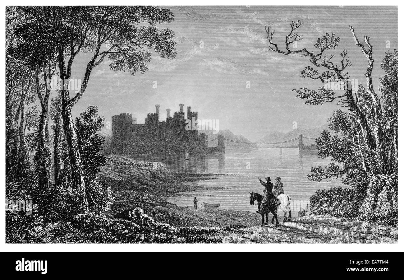 Conway Castle Castell Conwy medieval fortification river Conwy north ...