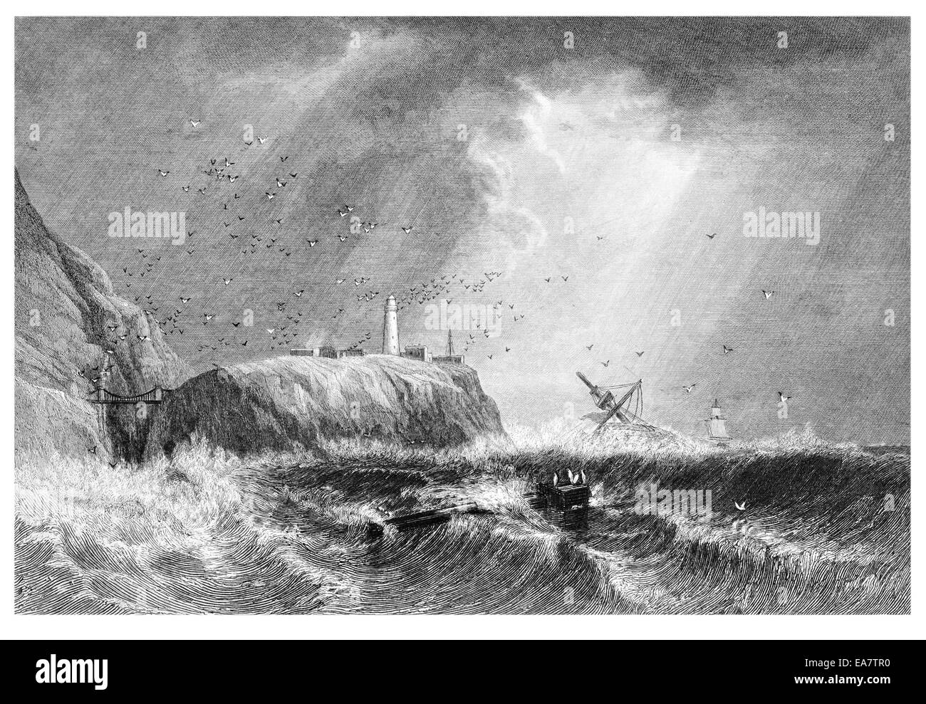 South Stack Lighthouse near Holyhead circa 1830 Stock Photo - Alamy