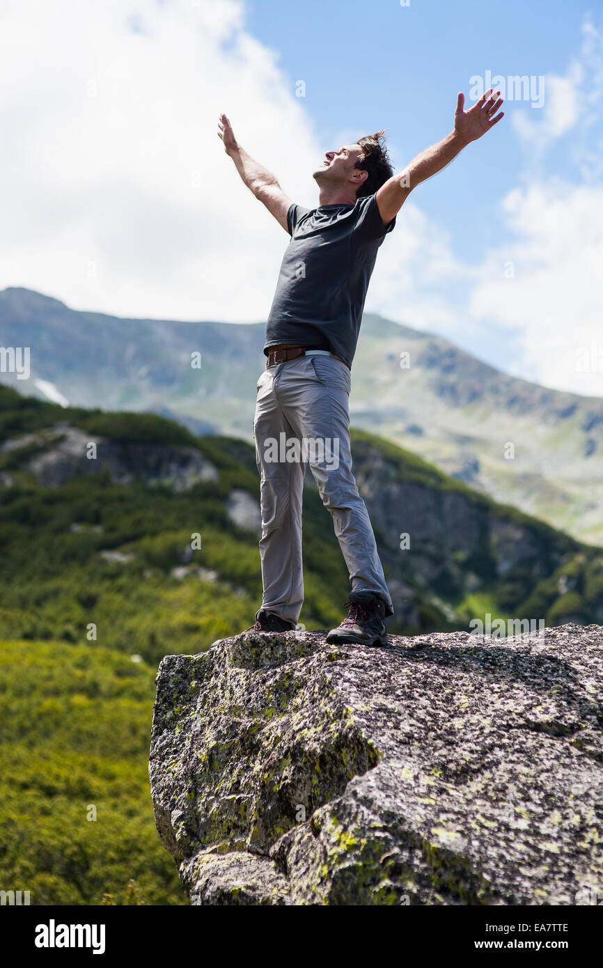 Man celebrating top hill hi-res stock photography and images - Alamy