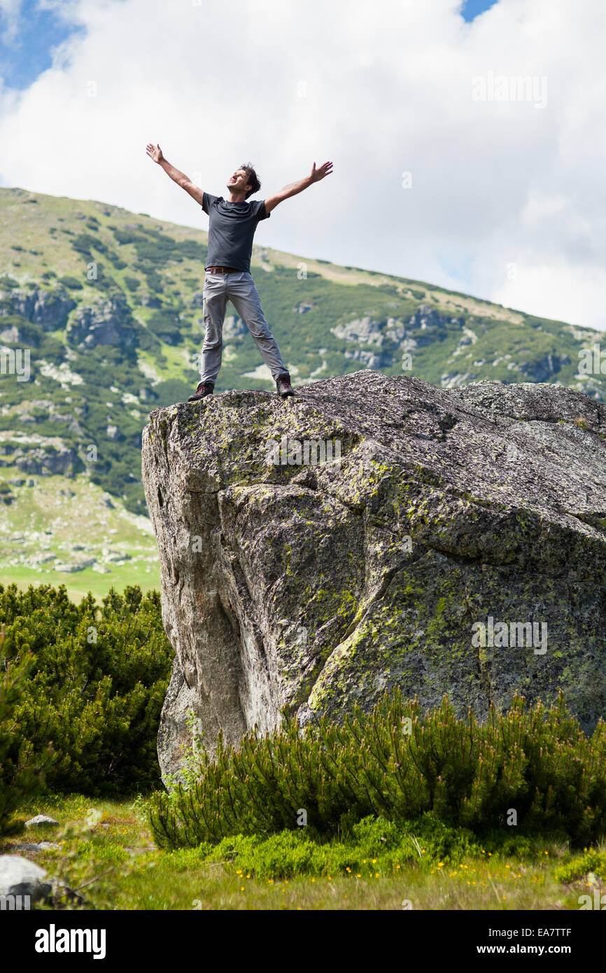 Man celebrating top hill hi-res stock photography and images - Alamy