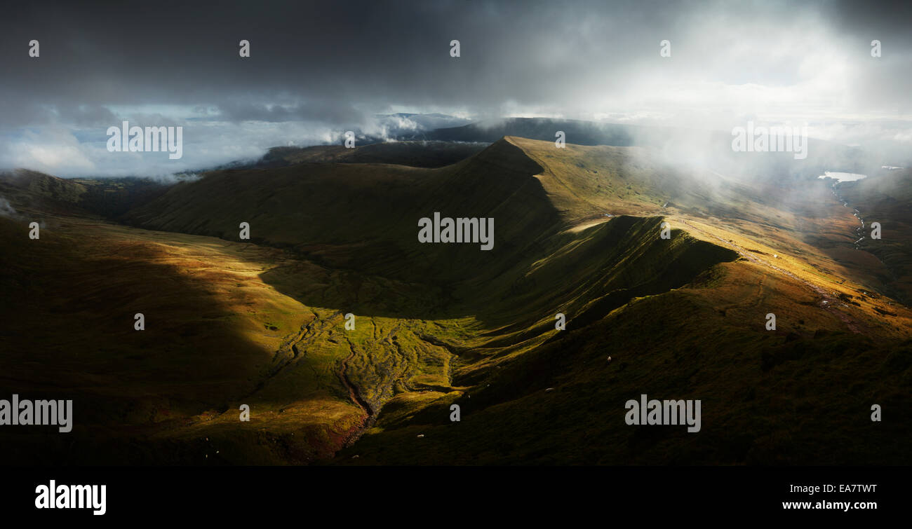 Clouds Clearing over Cribyn. Brecon Beacons National Park. Powys. Wales ...