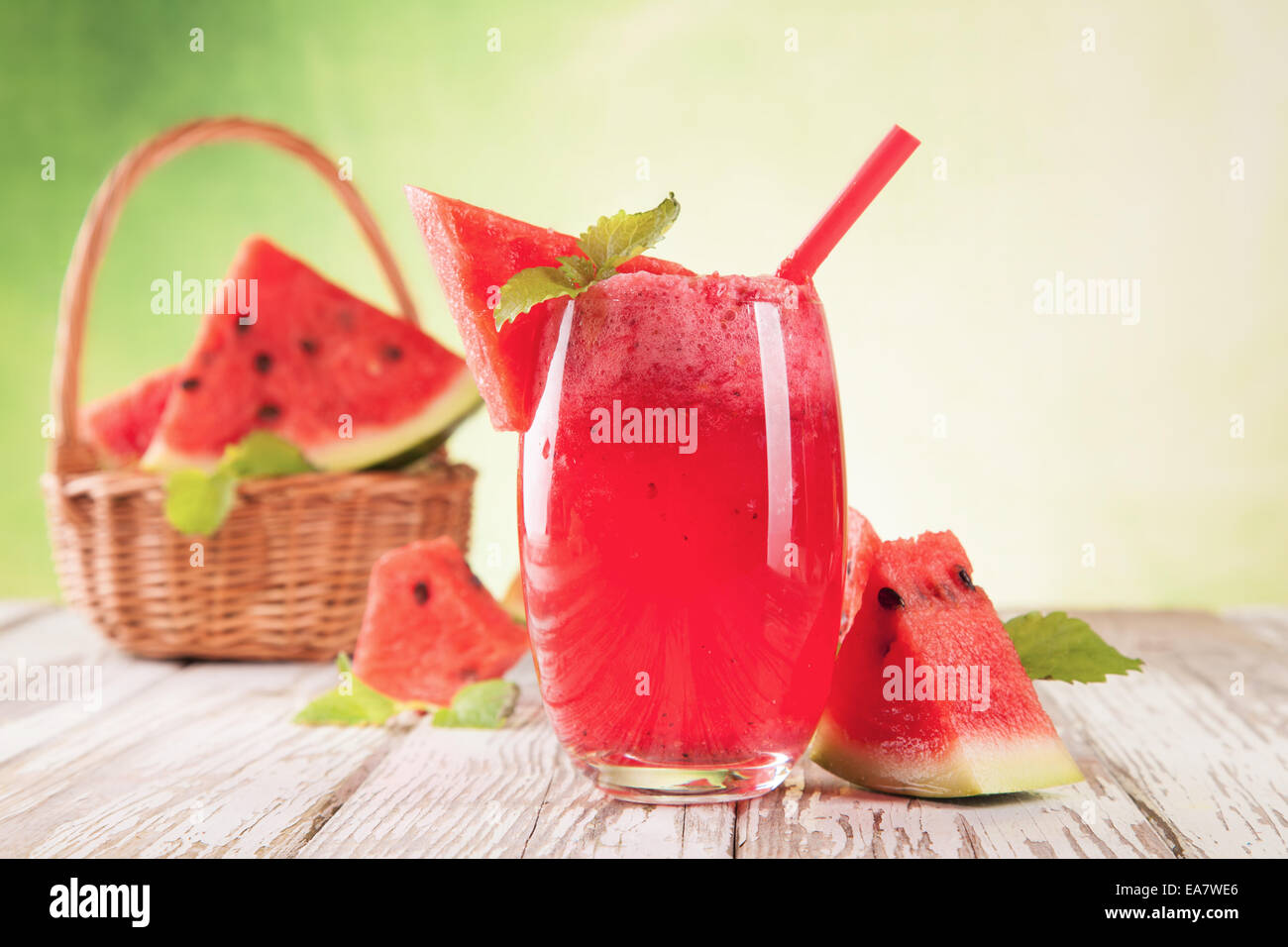 Fresh harvested water melon mixed into drink Stock Photo - Alamy