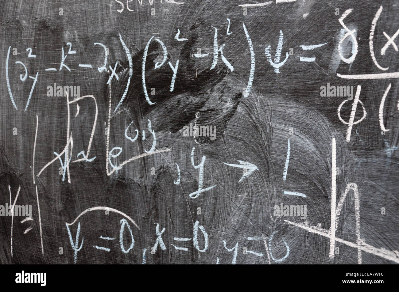 Maths equation written in chalk on blackboard Stock Photo - Alamy