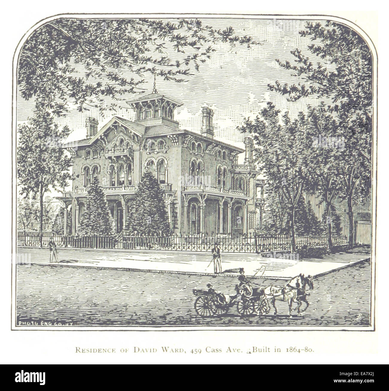 An 1884 depiction of the residence of David Ward, located at 459 Cass ...