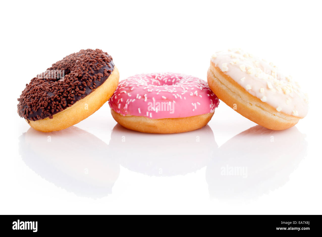 Donuts On White Background Stock Photo - Alamy