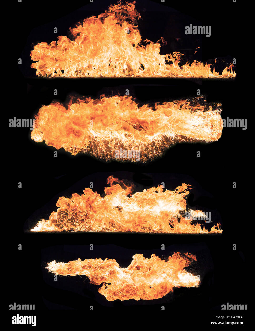 High resolution fire collection isolated ob black background Stock ...