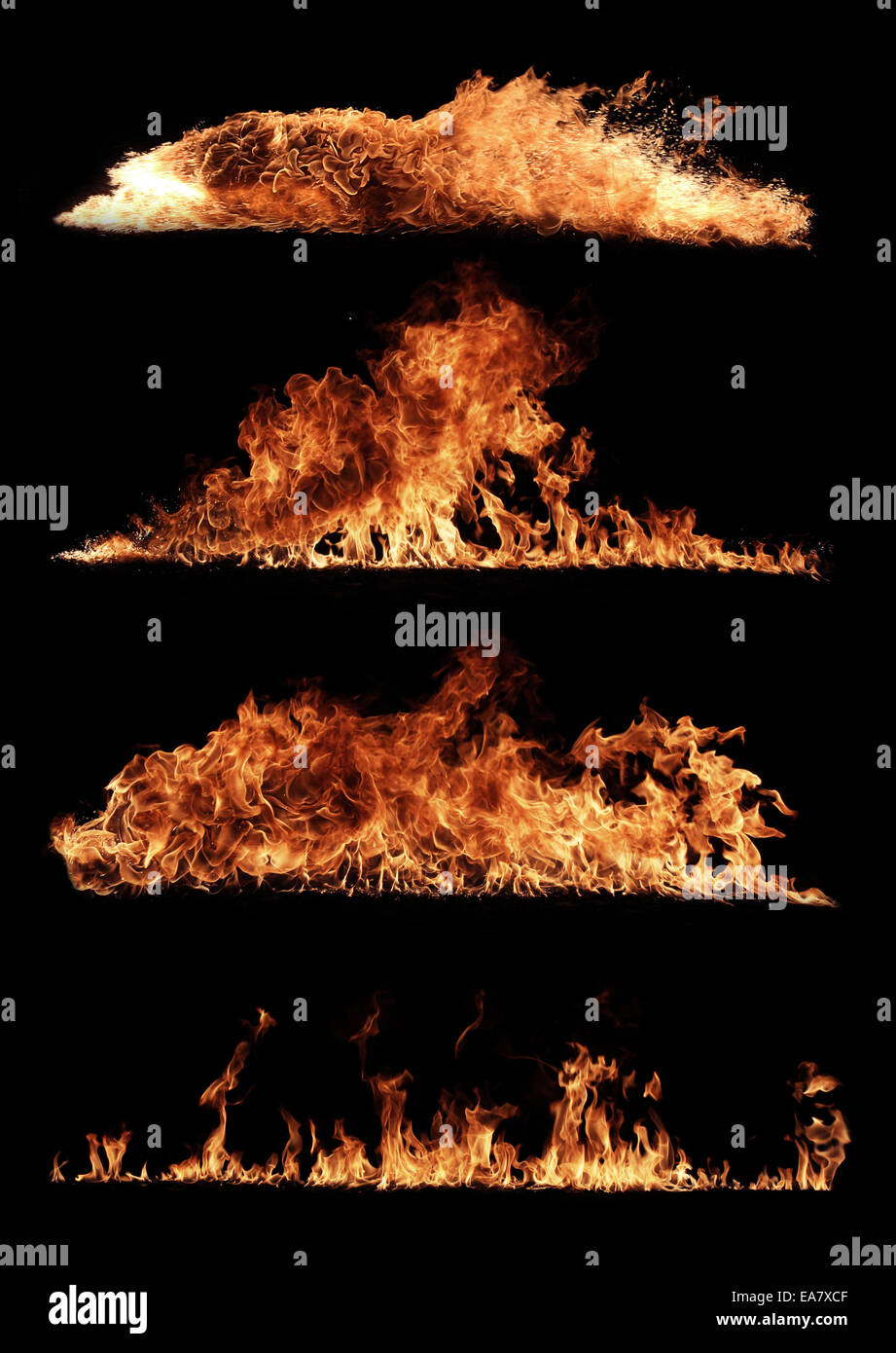 High resolution fire collection isolated ob black background Stock ...