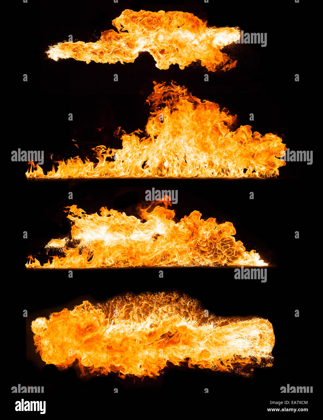 High resolution fire collection isolated ob black background Stock ...